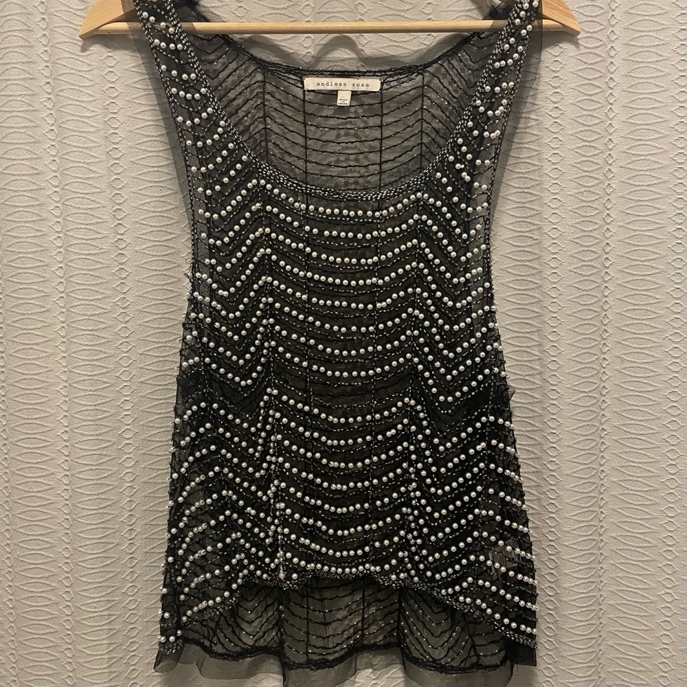 Beaded Sheer Tank Top By Endless Rose - Gem